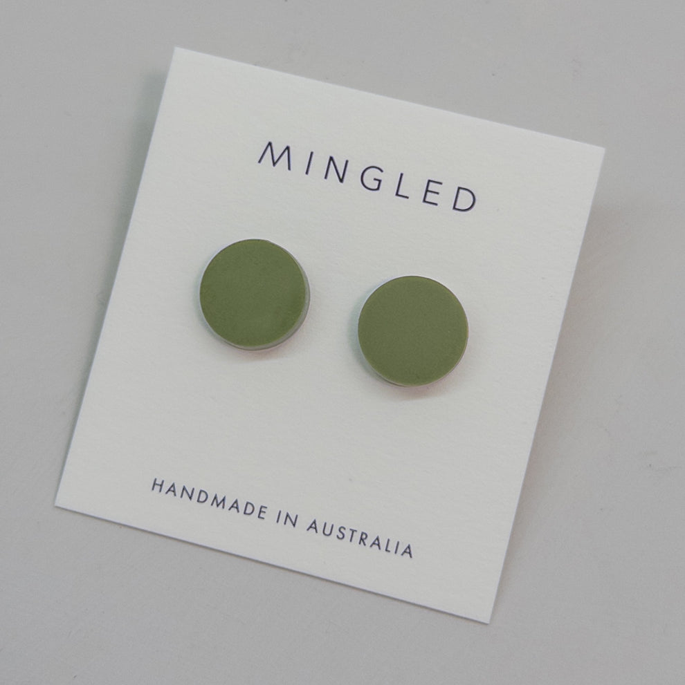 15mm Round Stud - Matte Olive Green – Mingled